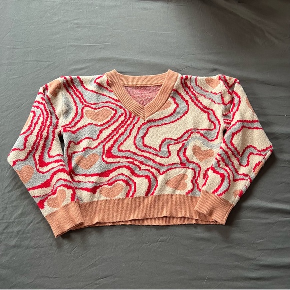 Sweaters | Trippy Swirly Heart Sweater | Poshmark